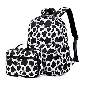 Ecodudo Cow Print Girls Backpack Set for Teens Backpacks School Bookbags with Lunch Bag (Cow Print)