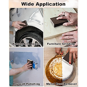 Rocaris 60 Pack Sanding Blocks, Washable and Reusable Sanding Sponge Fine Coarse for Wood and Drywall 60, 80, 100, 120, 180, 220 Grit