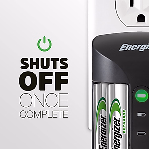 Energizer Rechargeable AA and AAA Battery Charger (Recharge Pro) with 4 AA NiMH Rechargeable Batteries, Auto-Safety Feature, Over-Charge Protection