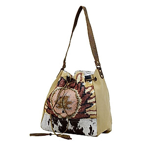Myra Bag Diversified Bucket Bag Upcycled Cotton & Cowhide Leather S-2871
