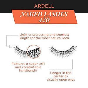 Ardell False Lashes, Naked Lashes 420 with Invisiband, 4 pairs