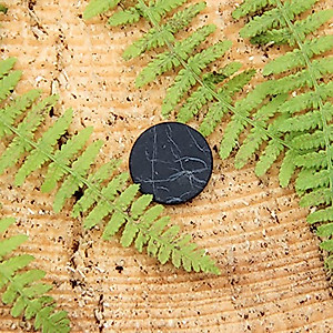 Karelian Heritage Non-Polished Round Shungite Sticker 20 mm (0,8 inches) | Shungite Protection Plate | Total Shield Shungite Sticker with Carbon Fullerenes | Authentic Shungite for Cell Phone FRE11