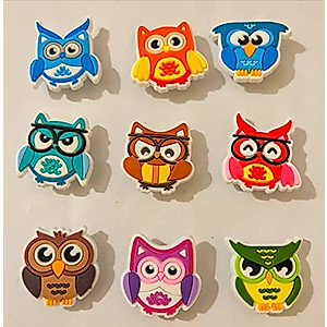 12PCS Owl Shoe Charms, Latest Fashion Style Shoe Charms, Animal Birds PVC Shoe Charms Accessories for Clog Shoes Decorations Bracelet Wristband Party Favor, Gifts For Kids Girls Boy Men Women Adults