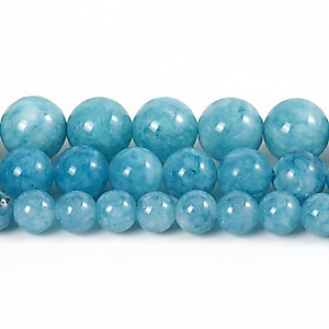 45pcs 8mm Natural Stone Beads Blue Chalcedony Beads Crystal Gemstone for Jewelry Making, DIY Bracelet Necklace