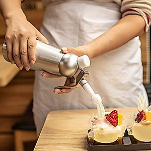 Professional Aluminum Whipped Cream Dispenser Cream Maker 500mL (1 Pint) for Desserts Gourmet Cream Whipper with 3 Decorating Nozzles