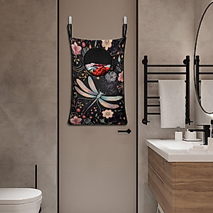 ZFRXIGN Dragonfly Over The Door Laundry Hamper Boho Flower Hanging Laundry Bag Large Laundry Basket for Bedroom Dirty Clothes Hamper Space Saving Home Room Storage Organizers