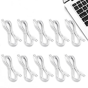 Smays USB C to C Bulk Cable 3 ft 10 pcs lot, Charger and Data Transfer White