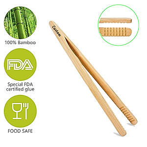 TULTU Personalized Customized 2-Piece Set Of 100% Natural Bamboo Toast Pliers, Wooden Cooking Pliers, Perfect For Toasters, Fruits, Bread, And Kimchi Kitchen Utensils (2 Sets Of Natural Toast Tongs)