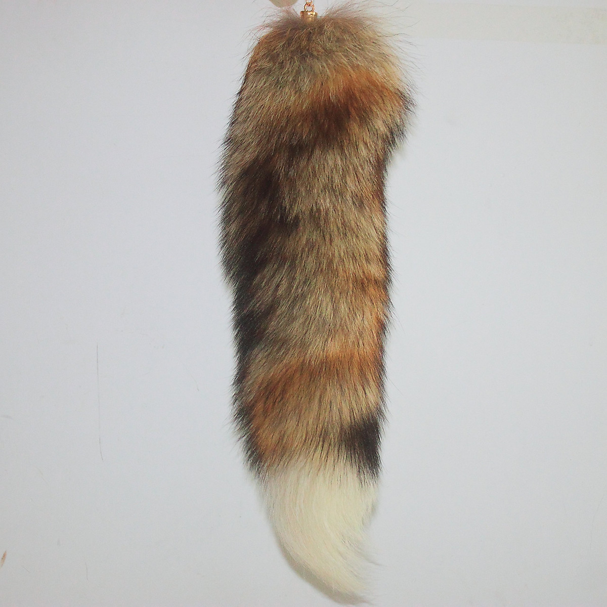 Fosrion 15-16in Authentic Swift Fox Tail Fur Clip On Handbag Accessories Key Chain Ring Hook Tassels Natural Color Grassland Fox Vulpes Velox Cosplay