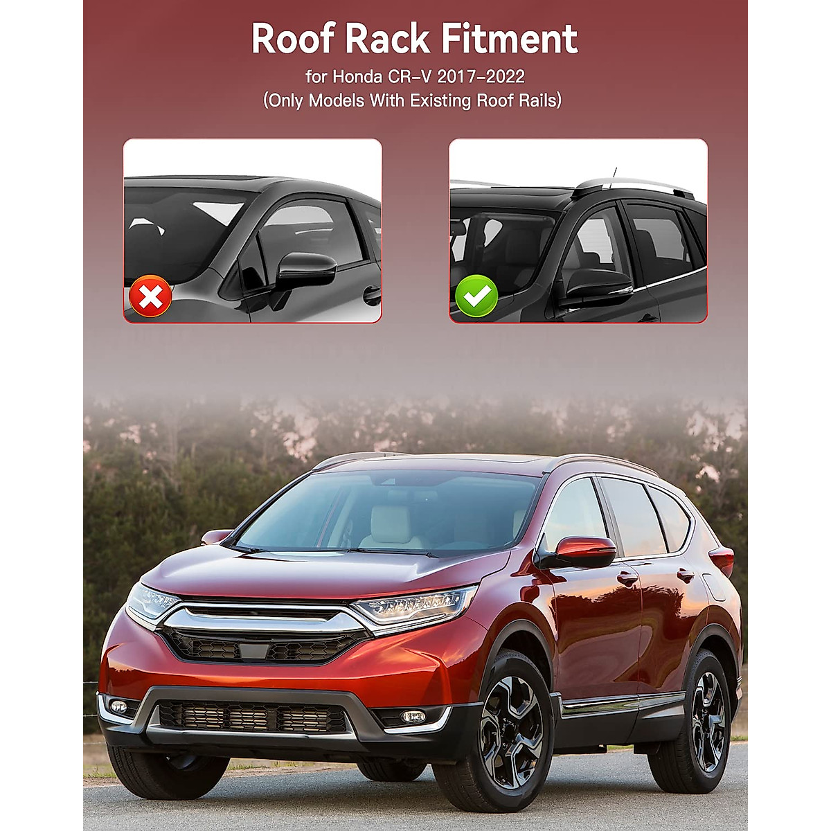 GDSMOTU 2Pcs Roof Racks Cross Bars Compatible for Honda CR-V 2017-2022 Luggage Cargo Carrier, Black 165LBS Aluminum Cargo Carrier Rooftop Bag Luggage Racks Cross bar