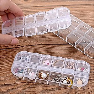 Typutomi 6PCS 12 Grid Clear Plastic Jewelry Box Organizer, Jewelry Dividers Storage Container DIY Parts Storage Box for Bead, Rings, Jewelry,Screws, Handicrafts