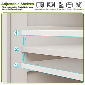 Function Home 72" Kitchen Pantry Cabinet, Tall Storage Cabinet, Freestanding Cupboard with Drawer and Adjustable Shelves, Pantry Cabinets for Kitchen Bathroom Living Room, White