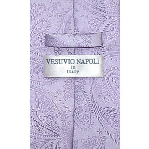 Vesuvio Napoli NeckTie LAVENDER Purple Color Paisley Design Men's Neck Tie