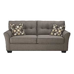 Signature Design by Ashley Tibbee Tufted Modern Full Sofa Sleeper with 2 Accent Pillows, Dark Taupe