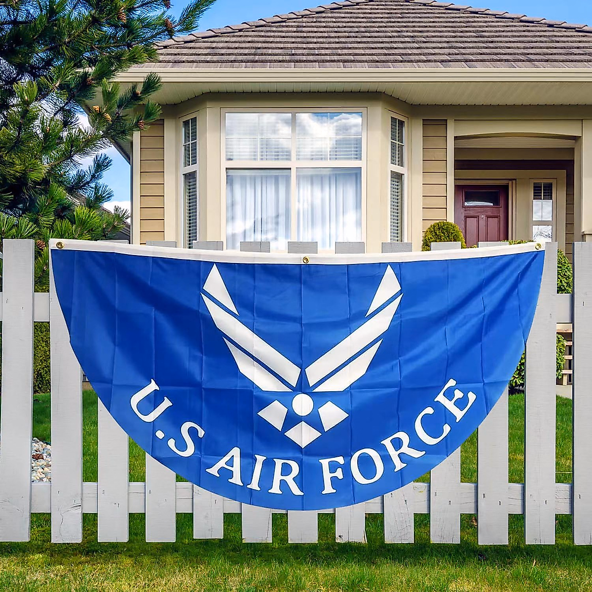 2Pcs US Air Force Fan Flag Bunting 3 x 6 Ft,US Military Air Force Fan Flag Banner For Memorial Day Independence Day Veterans Day USAF Theme Parades,Celebration and Home Party Decor