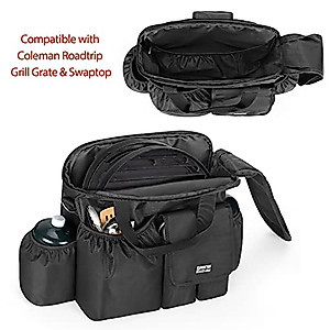 samdew Swaptop Carry Case, Half Grill Grates Replacement Bag Compatible with Coleman Roadtrip Grill Grate & Swaptop Cast Iron, Portable Grill Accessories Organizer for 2 Half Grill Grates, Bag Only