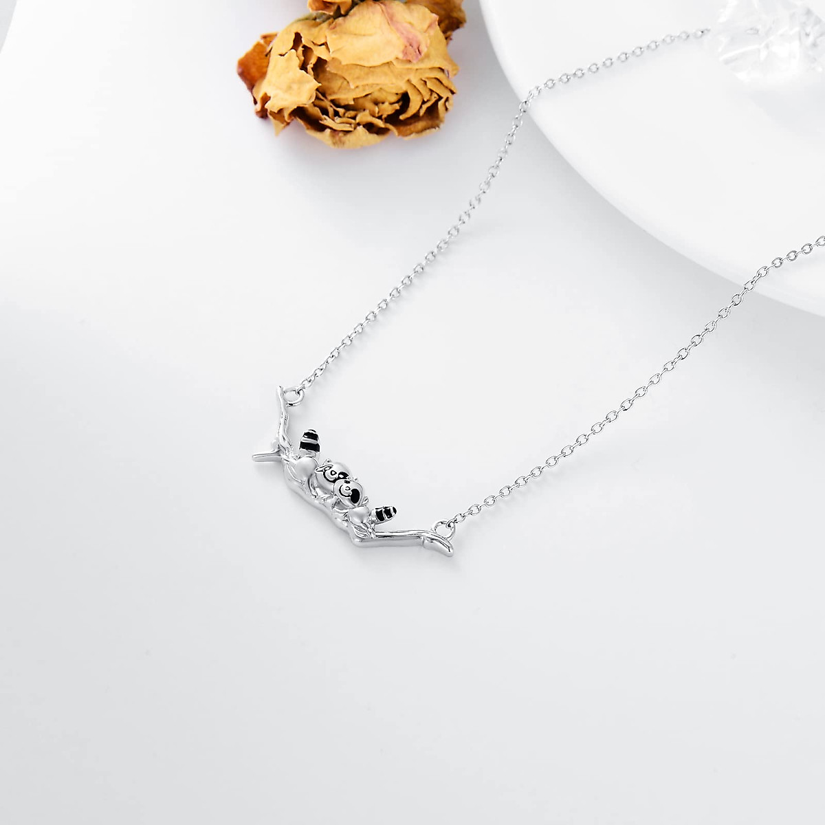 PELOVNY S925 Sterling Silver Raccoon Necklace Hypoallergenic Raccoon Jewelry Gifts for Mother Bestfriend Women