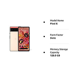 Google Pixel 6 5G 128GB 8GB RAM Factory Unlocked (GSM Only | No CDMA - not Compatible with Verizon/Sprint) International Version - Kinda Coral