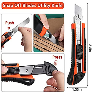 DIYSELF 3 Pack Box Cutter, Heavy Duty Utility Knife for Cardboard, Box Cutters Razor Knife for Construction, Work, Box Opener Cardboard Cutter for Warehouse, Office, Shop, Box Knife Exacto Knife