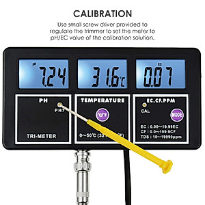 5-in-1 Water Quality Meter, PH EC CF TDS Temperature Multi-Parameter Water Quality Monitor with Backlight, Wall-mountable & Rechargeable, Water Quality Tester for Aquariums, Hydroponics, Lab