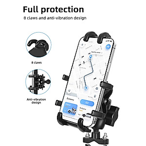 ZIDIYORUO Motorcycle Phone Mount with Vibration Dampener, One-Hand Operation Motorcycle Bike Phone Holder Holds 4.7"-7.1" Cell Phones on Handlebar, Cell Phone Holder for Bike Motorcycle Scooter ATV