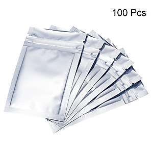 MECCANIXITY Holographic Bag 100 Pack 10cm x 6cm Resealable Smell Proof Bags for Food Storage