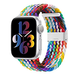 Bandiction Braided Solo Loop Stretchy Elastic Band Compatible with Apple Watch Band 38mm 40mm 42mm 44mm 41mm 45mm 49mm, iWatch Bands Women Men with Buckle for iWatch Ultra Series 8/7/6/SE/5/4/3/2/1