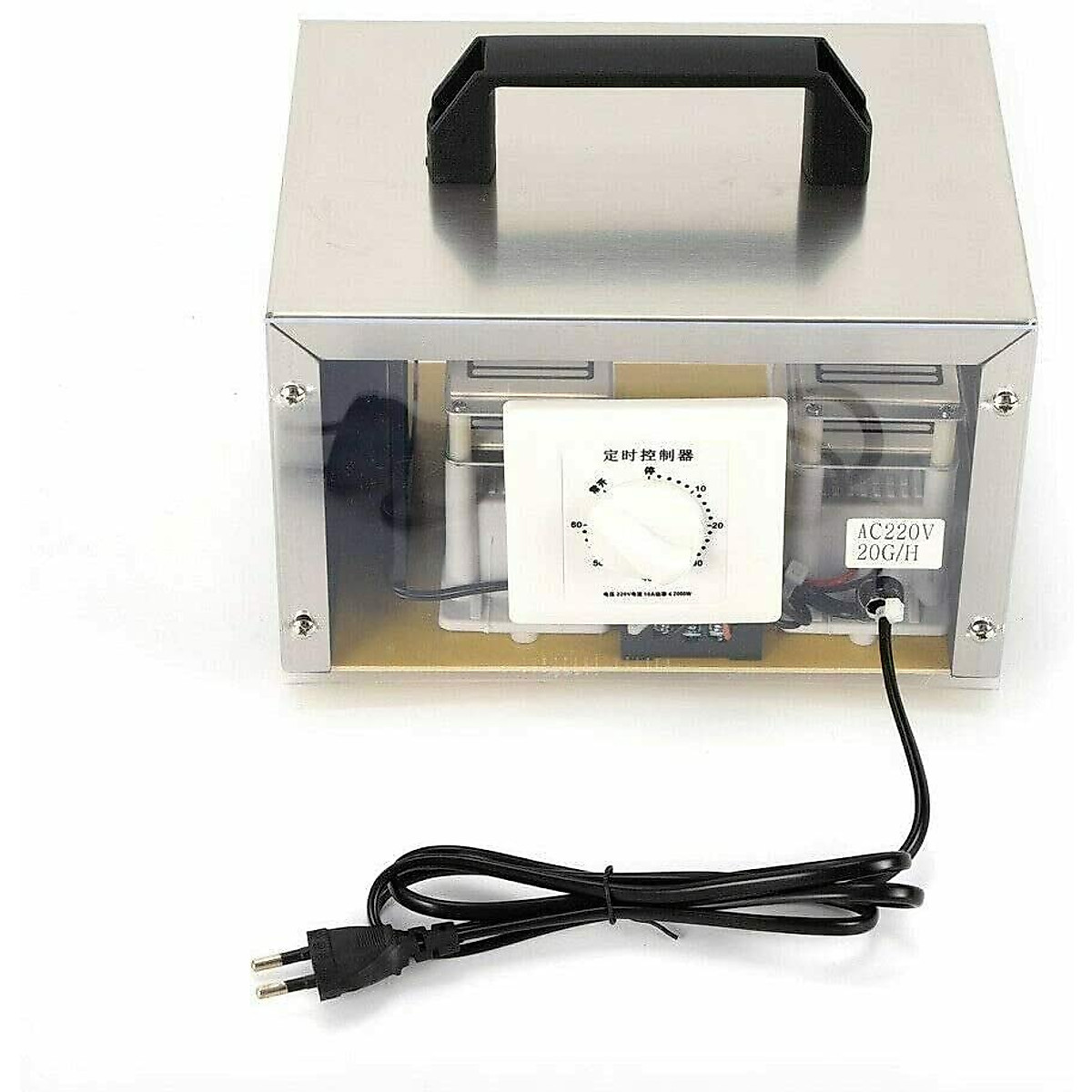20000mg/h 0zone Generator with Timer 10A 30-60W 20g Machine with Stainless Steel Case For Fruit Meat and Home (Ships from The US)