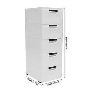 5 Layers Stackable Storage Cabinet, Vertical Clothes Organizer, Plastic Chest Closet w/Drawers, Easily Assemble for Bathroom,Cabinet,Closet,Makeup,Pantry organization and Storage (White)