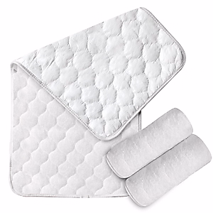 Bamboo Changing Pad Liners, Quilted Thick Ultra Soft Waterproof Changing Table Cover Liners, Washable Reusable Portable Diaper Change Mat, 27" x 13", 3 Pack Set (White)