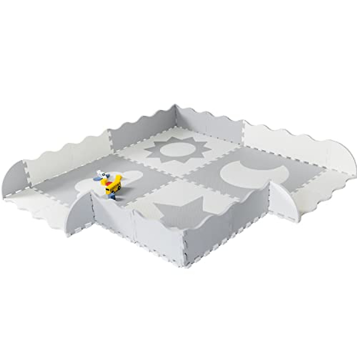 Baby Play Mat Tiles - 61" x 61" Extra Large, Non Toxic Foam Baby Floor Mat - Grey & White Interlocking Playroom & Nursery Playmat - Safe & Protective for Infants & Toddlers (Grey)