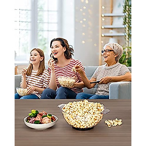 Kitchen Large Microwave Popcorn Maker, Hot-oil Popcorn Popper Maker with Nonstick Plate & Stirring Rod, Large Lid for Serving Bowl and Two Measuring Spoons, 16-Cup for Home Christmas Party Kids