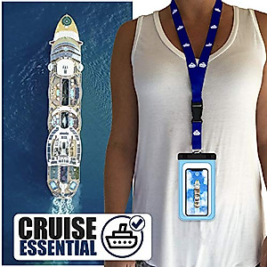 Cruise Lanyards Waterproof Cell Phone Pouch Dry Case with Touch Screen [2 Pack] Blue
