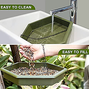 Hanging Bird Bath, Bird Bath, Hanging Bird Feeder, Bird Feeder, 2 in 1 XL Hanging Bird Feeders & Bird Baths for Outdoors,Bird Feeder Hanging Bird Feeder Tray (Green)