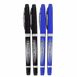 I-N-C Optimus 4 Felt Tip Fine Point Pens 3 Black/3 Blue - No Bleed Ink