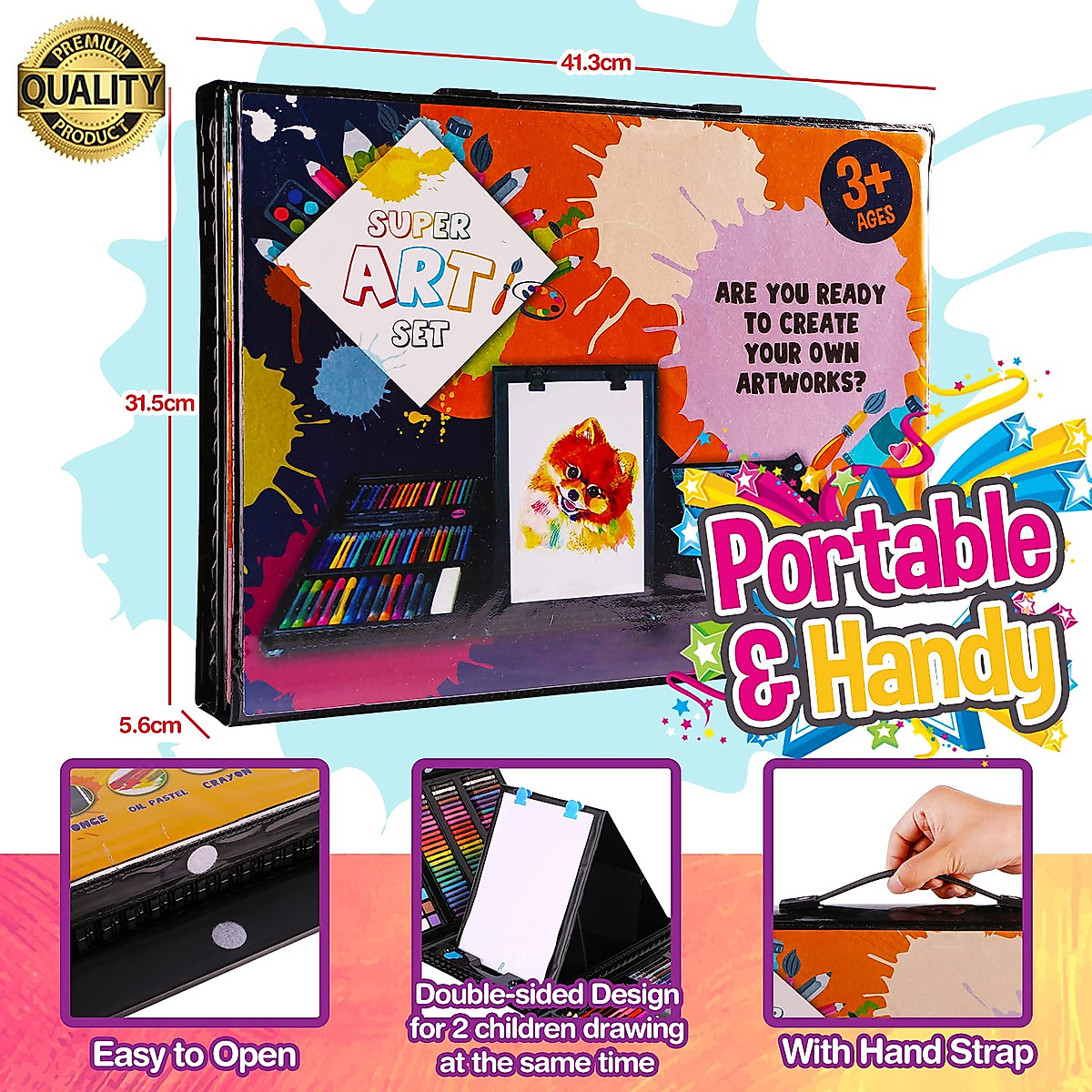 Alloytop 226 Pcs Art and Craft Supplies Colored Pencils - School Supplies Kit Painting Drawing Sketching Coloring Teens Girls Boys Kids Ages 6 7 8 9 10 11 12 Years Old with Oil Pastels Crayons