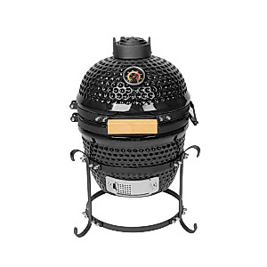 AUPLEX 13" Kamado, Ceramic BBQ Charcoal Grill, Mini Portable Clay Smoker Oven Barbecue Grill for Backyard, Balcony