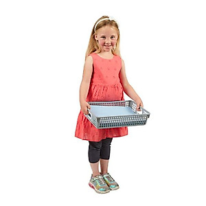 Really Good Stuff 12PK Plastic Desktop Paper Storage Basket for Classroom or Home–14”x10” Plastic Mesh Basket-Secure Papers Crease-Free–Pebble