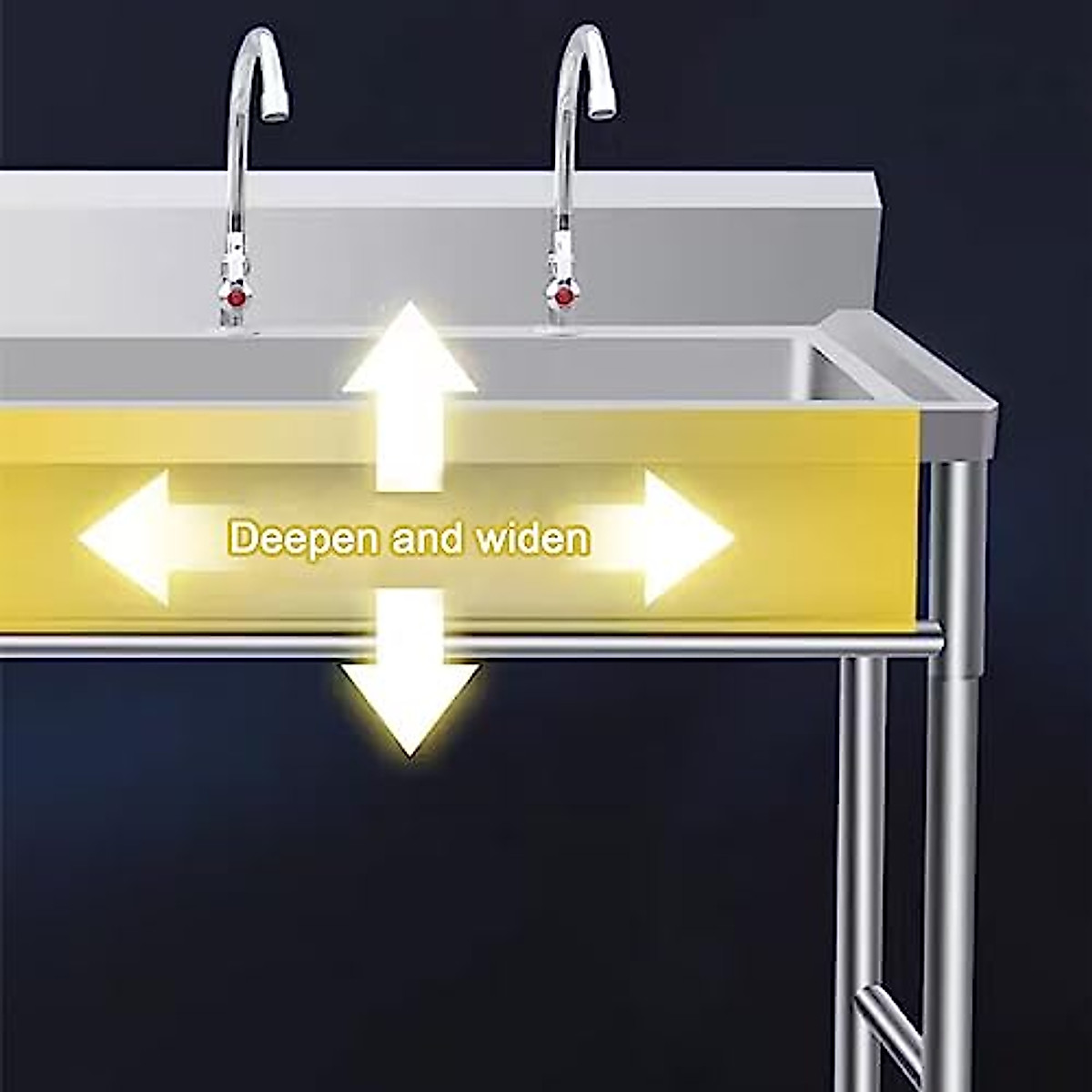 Free Standing Stainless-Steel Single Bowl Single Compartment Kitchen Sink Outdoor Sink Prep & Utility Washing Hand Basin for Restaurant Kitchen and Home(39.4 * 23.6 * 31.5in)