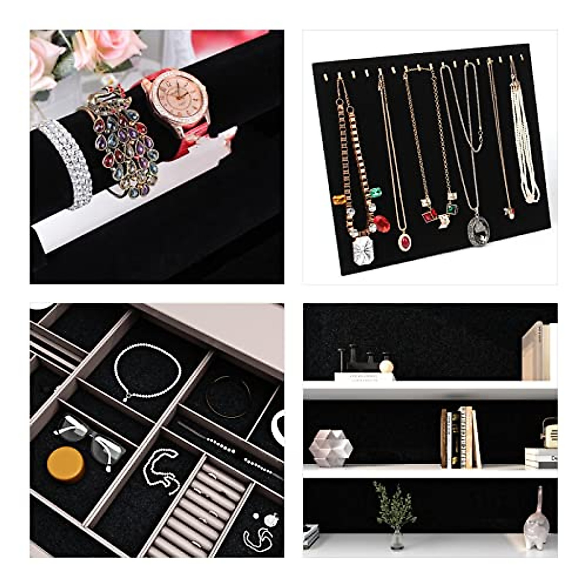 FunStick Self Adhesive Felt Fabric for Crafts 15.8"x78.8" Black Velvet Fabric Roll Soft Velvet Drawer Liners for Dresser Jewelry Box Black Felt Sheets Black Peel and Stick Wallpaper for Cabinets Shelf