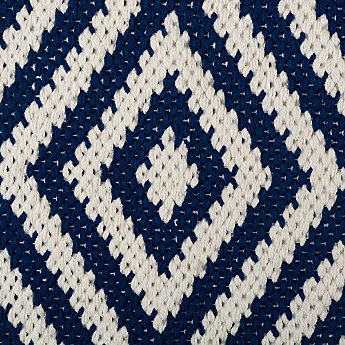 DII Indoor Braided Cotton Area Rug, Handloomed Yarn Dyed Woven, Reversible, 20x31.5, Navy Diamond