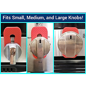 Vadiff Silicone Gas Stove Child Safety Knob Locks | Oven Knob Guard (5Pk)(Red)