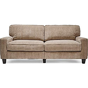 Serta Palisades Upholstered Sofas for Living Room Modern Design Couch, Straight Arms, Soft Fabric Upholstery, Tool-Free Assembly, 73" Sofa, Beige