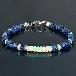 Vatslacreations Boho Ethiopian Fire Opal Bracelets for Women Trendy of Valentines Gifts, Silver Bracelets for Women the Best Womens Birthday gifts