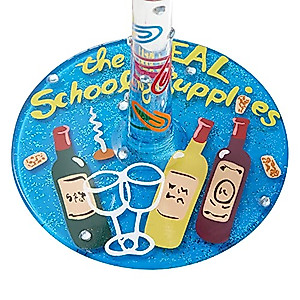 Enesco Designs by Lolita Super Teacher Hand-Painted Artisan Wine Glass, 15 Ounce, Multicolor