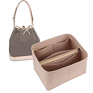 Lckaey Purse Organizer for NOE inner bag NOE BB bucket bag Petit NOE NM storage bag small zipper insert3053khaki-L