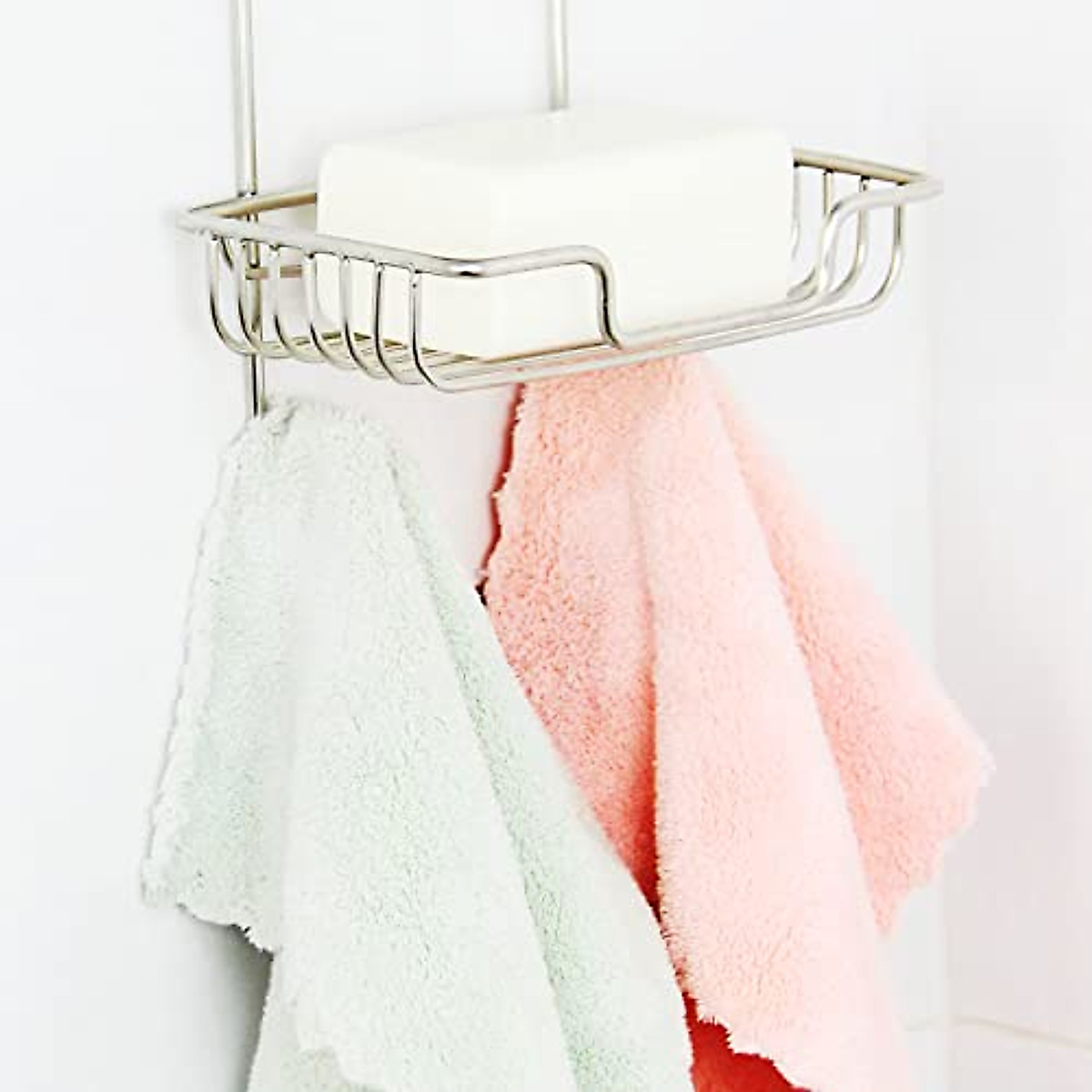 Casaphoria Stainless Steel soap Holder with Hook, Wall-Mounted Bar Soap Sponge Holder is Suitable for Bathroom and Kitchen, Powerful Non-Trace Adhesive No Drilling (Pack of 1)