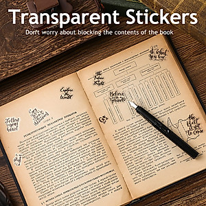 Glenmal 840 Pieces Inspirational Sticker Housekeeping Week Gifts Motivational Decal Aesthetic Words Sticker Word Sayings Decal for Teens Journaling Scrapbook(Transparent Color)