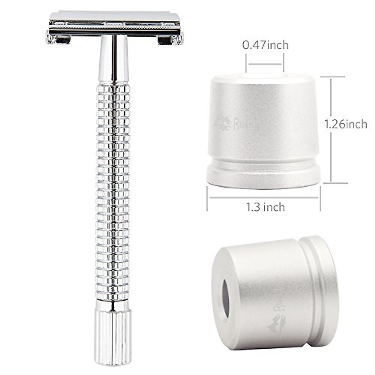 Safety Razor/shaver/shaving tool/Butterfly men's razor Kit, Chrome Long Handle Butterfly Open Double Edge Safety Razor Men's Shaver (1 Razor, 1 H3 Razor Stand and 1pc Genuine Leather Case)
