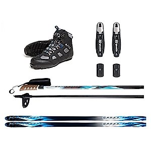 Whitewoods Adult NNN Cross Country Ski Package, 207cm - Skis, Bindings, Boots, Poles (48, 180 lbs. & Up)